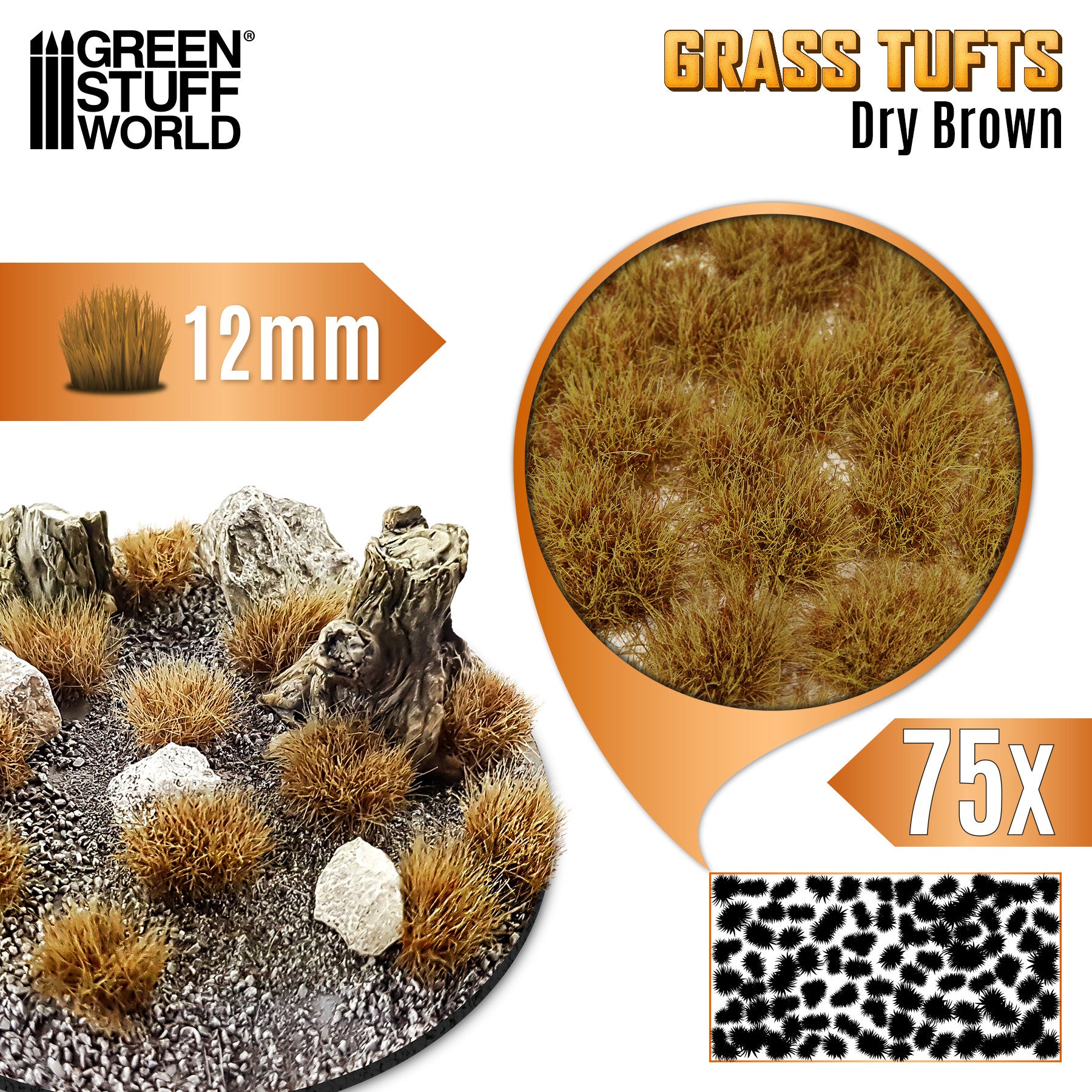 Grass Tufts Dry Brown från Green Stuff World – grästuvor i storlek 2mm ...